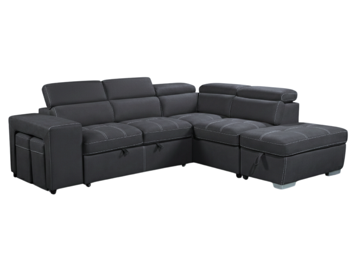 Corner with storage chaise sofa bed & 2 ottomans – Lounges Plus