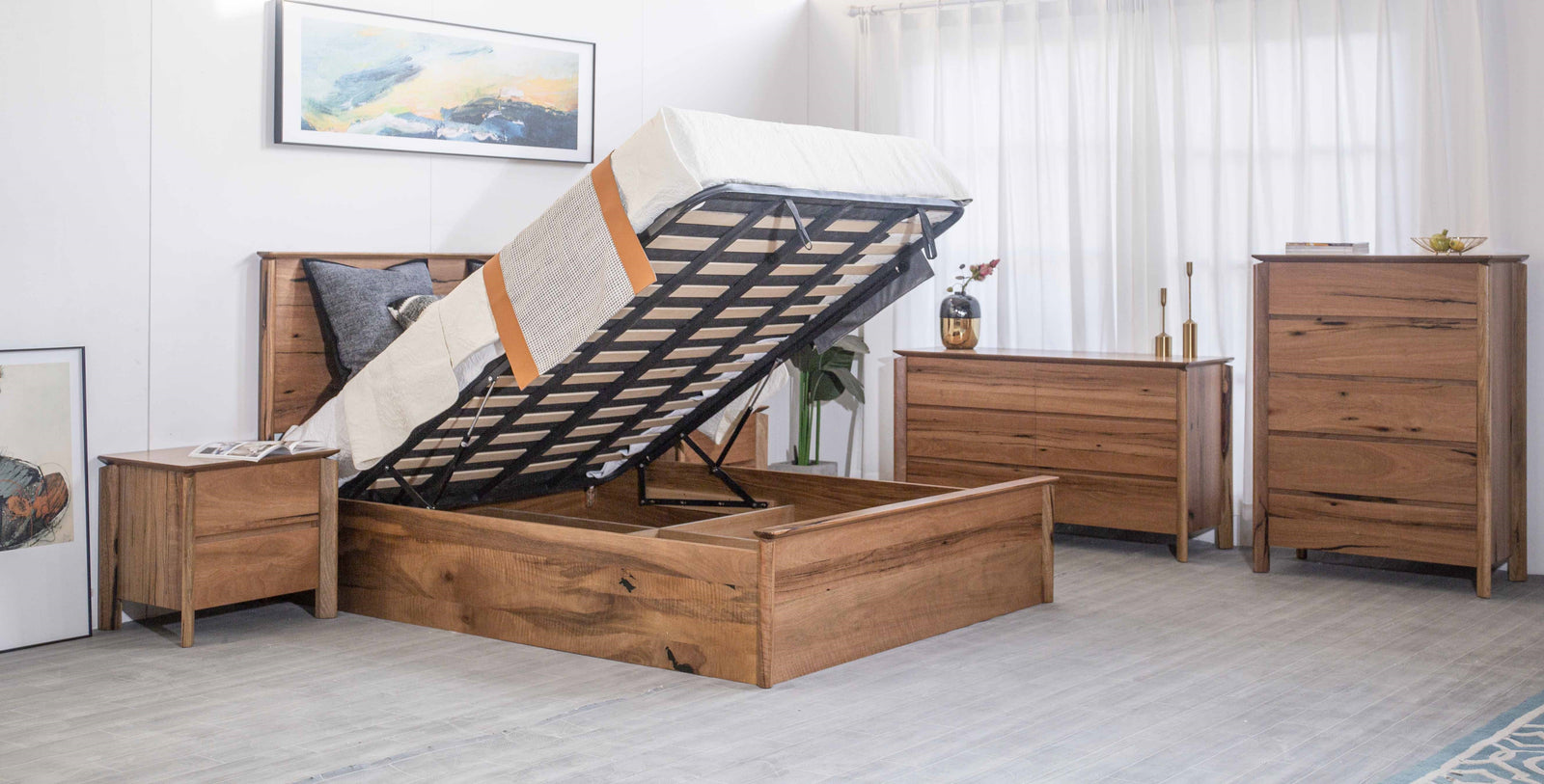 Gas lift storage bed queen store