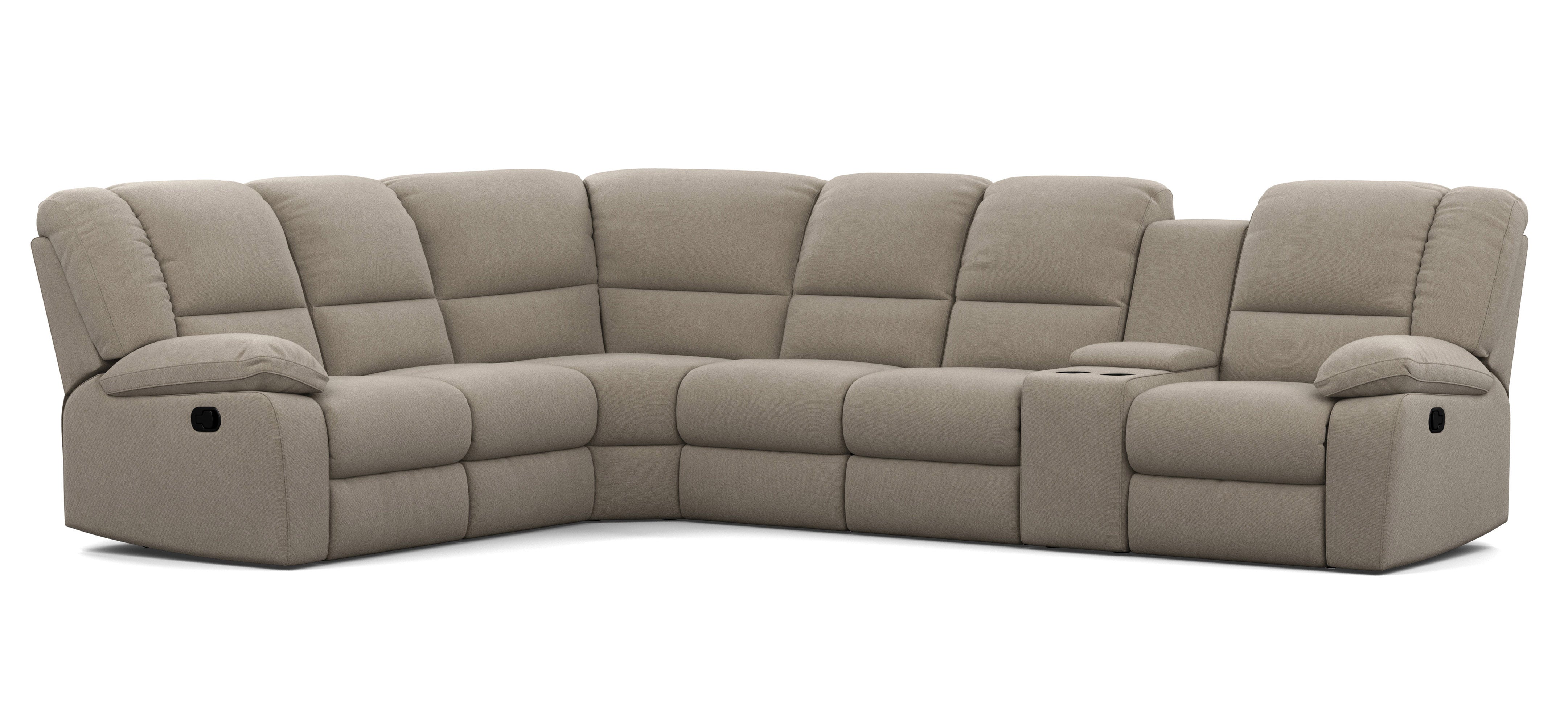 Harmony 6 Seater Corner Modular with 5 Internal Recliners and Console ...